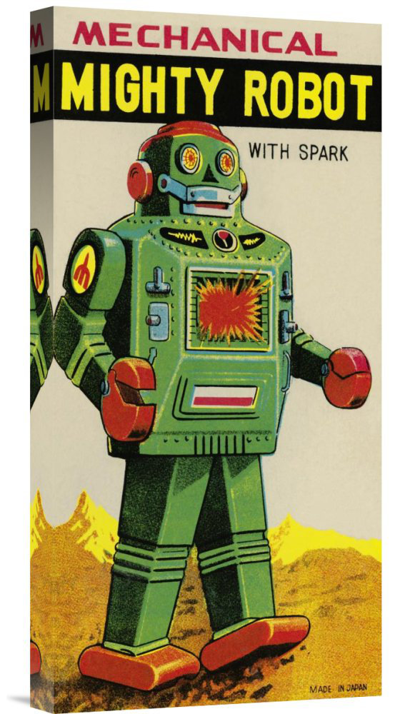 Global Gallery 'Mechanical Mighty Robot' by Retrobot Vintage Advertisement on Wrapped Canvas ...